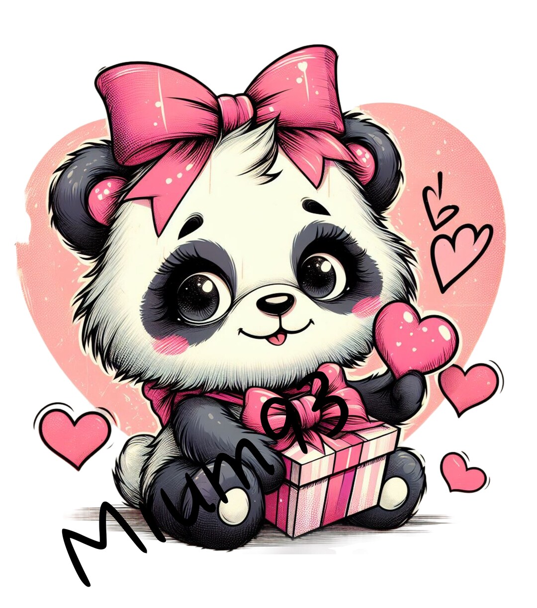 Panda PNG - Adorable Valentine's Panda Bear Digital Clipart, Perfect ...