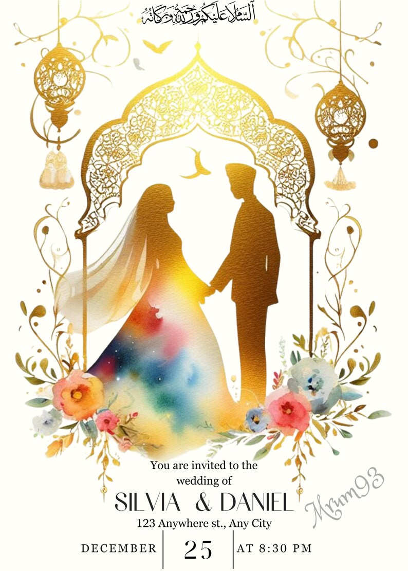Elegant Islamic Nikah Invitations,digital Designs for Your Special Day ...