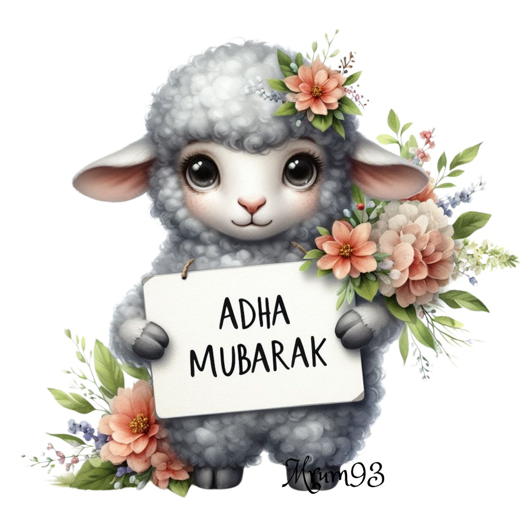 Cute Adha Sheep Holding Adha Mubarak Sign Png , Adha Mubarak Png ...