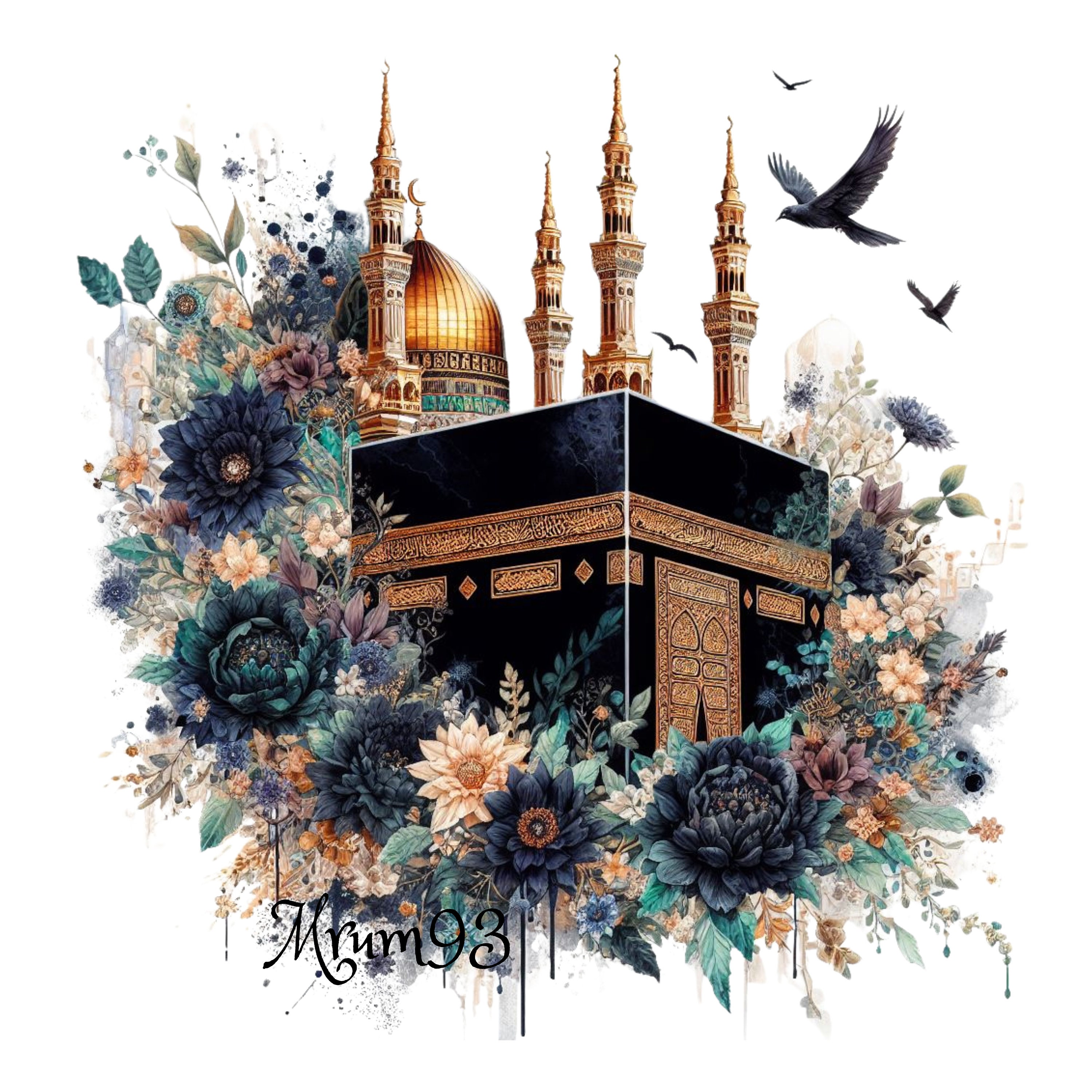 Floral Kaaba Clip Art Illustration | Eid Al Adha Digiral File | Islamic ...