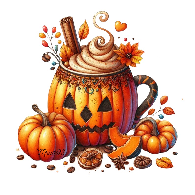 Halloween Coffee Clipart, Spooky Watercolor Hot Coffee Drink Clipart ...