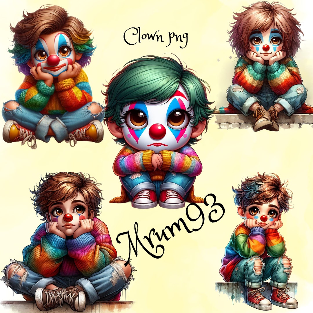 Cute Clown Clipart , Adorable Cute Clown Clipart Instant Download High ...