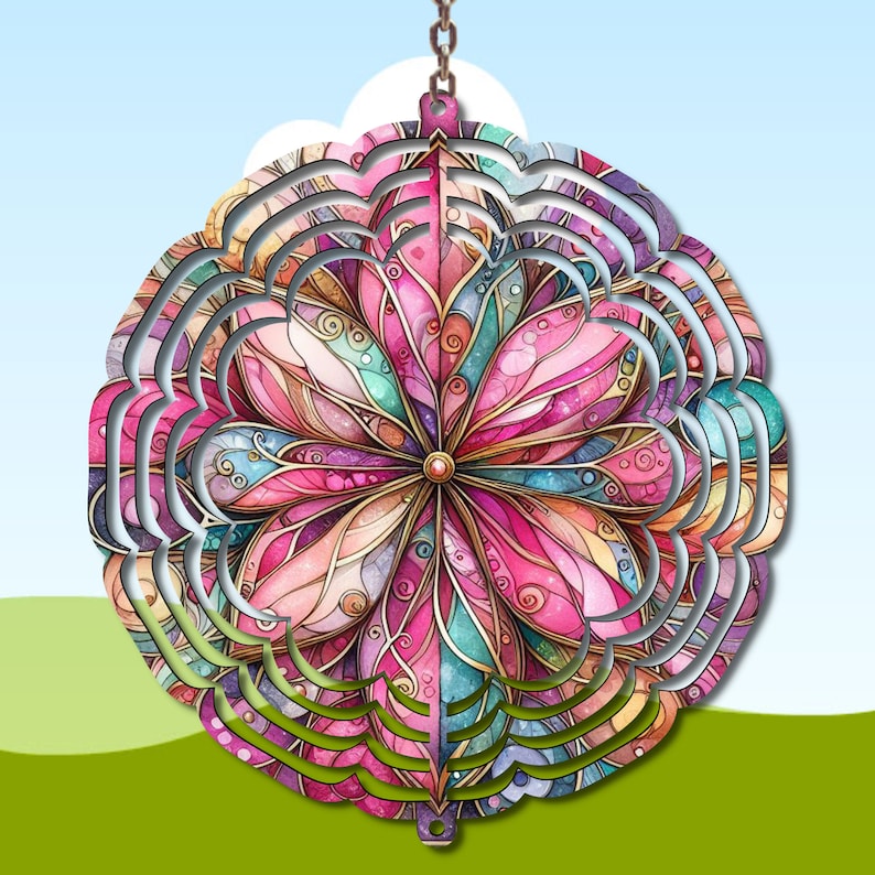 Flower Wind Spinner PNG, Garden Decoration, Floral Spin Art, Cute ...