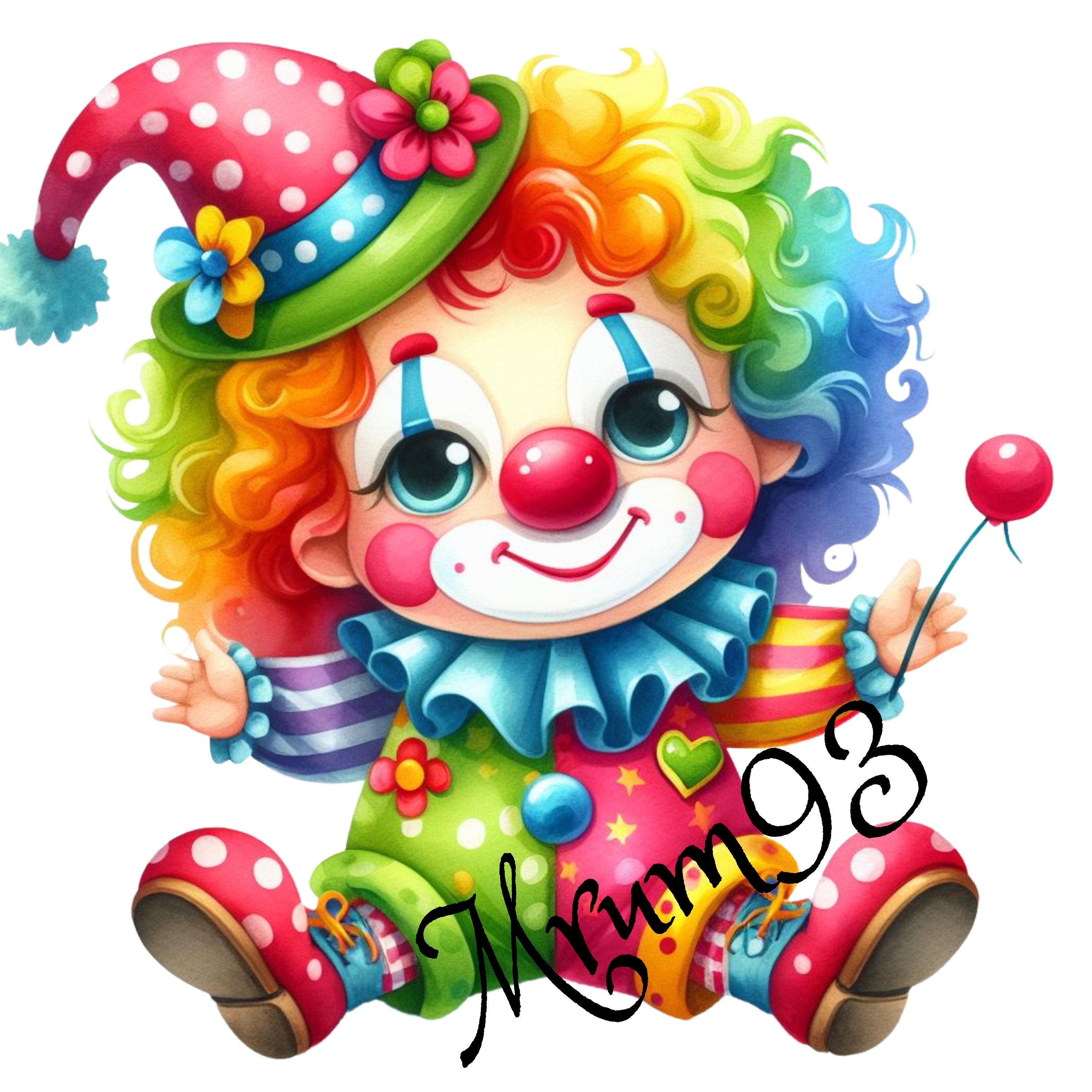 Cute Clown Clipart , Adorable Cute Clown Clipart Instant Download High ...