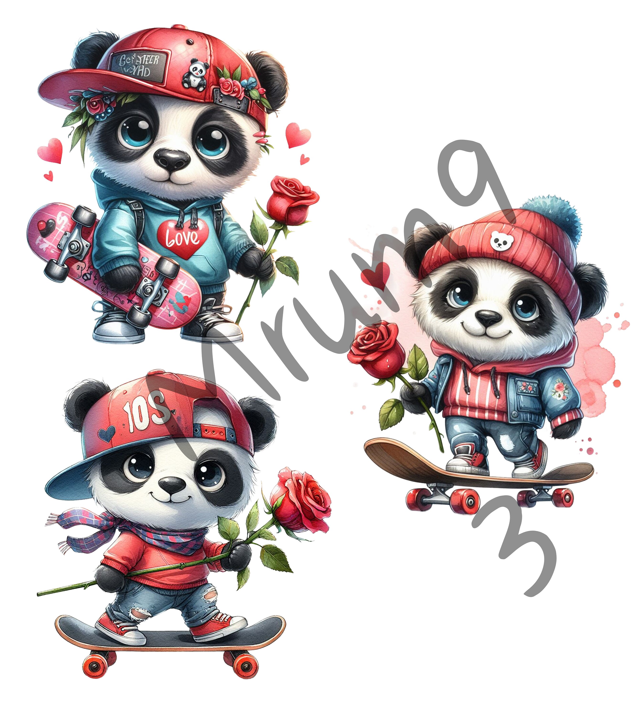 Panda PNG - Adorable Valentine's Panda Bear Digital Clipart, Perfect ...