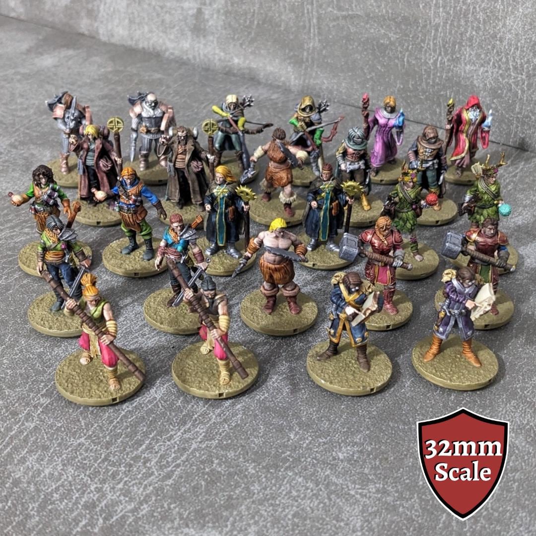 Adventurers Starter Set All Core Classes 32mm Unpainted Dungeons and ...