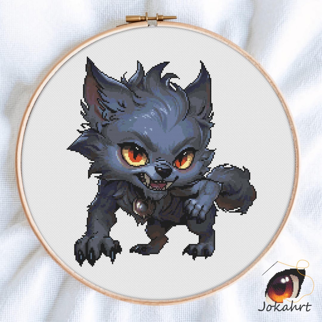 Werewolf Cross Stitch Pattern PDF, Spooky Halloween Monster Embroidery ...