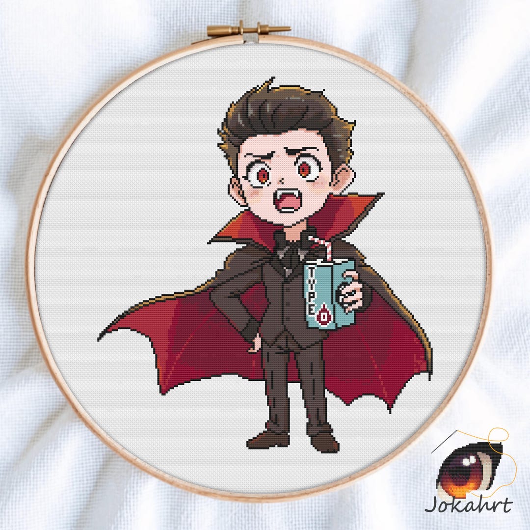 Kawaii Vampire Cross Stitch Pattern, Funny Goth Embroidery (PDF) - Etsy