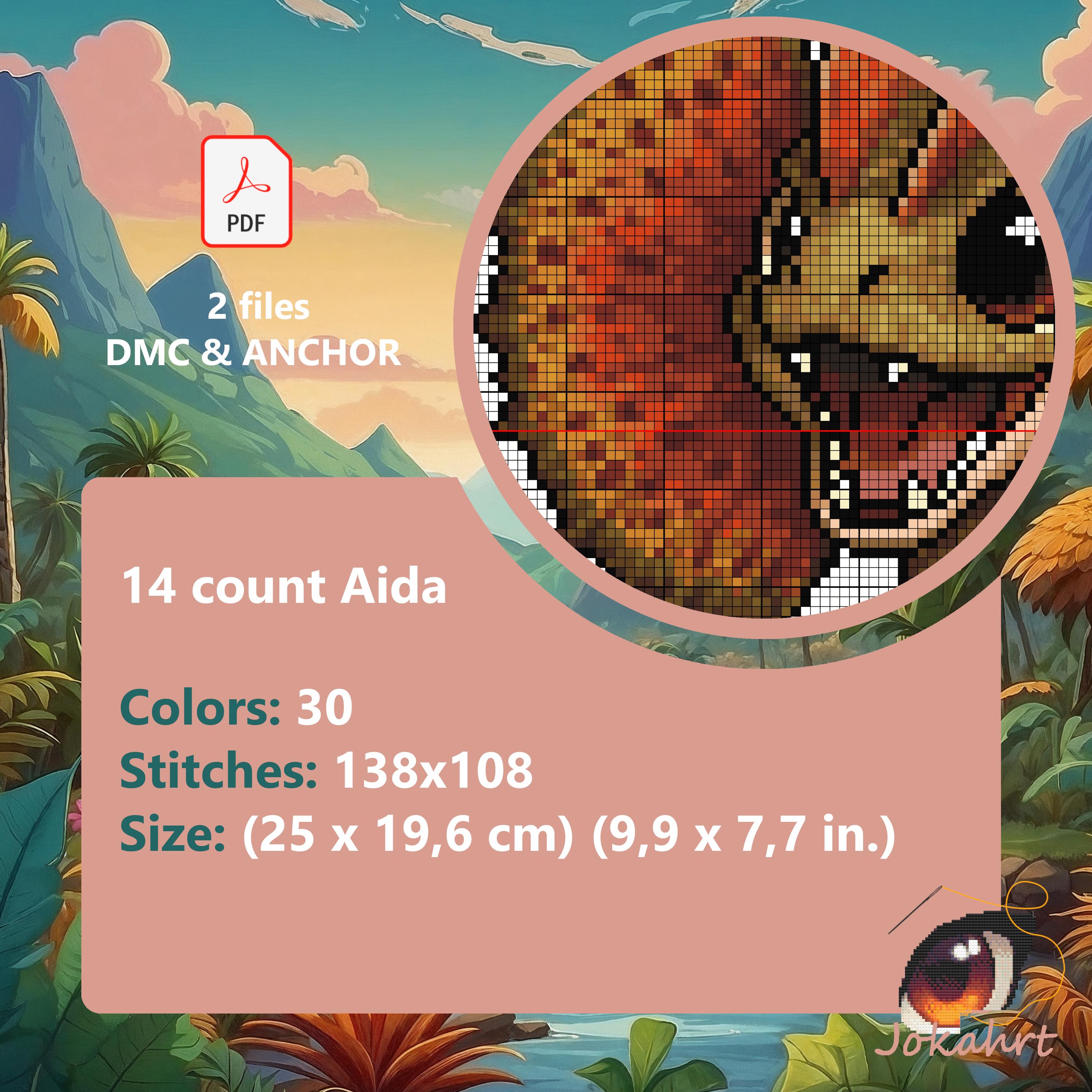 Dilophosaurus Cross Stitch Pattern PDF, Cute Dinosaur Embroidery Chart ...