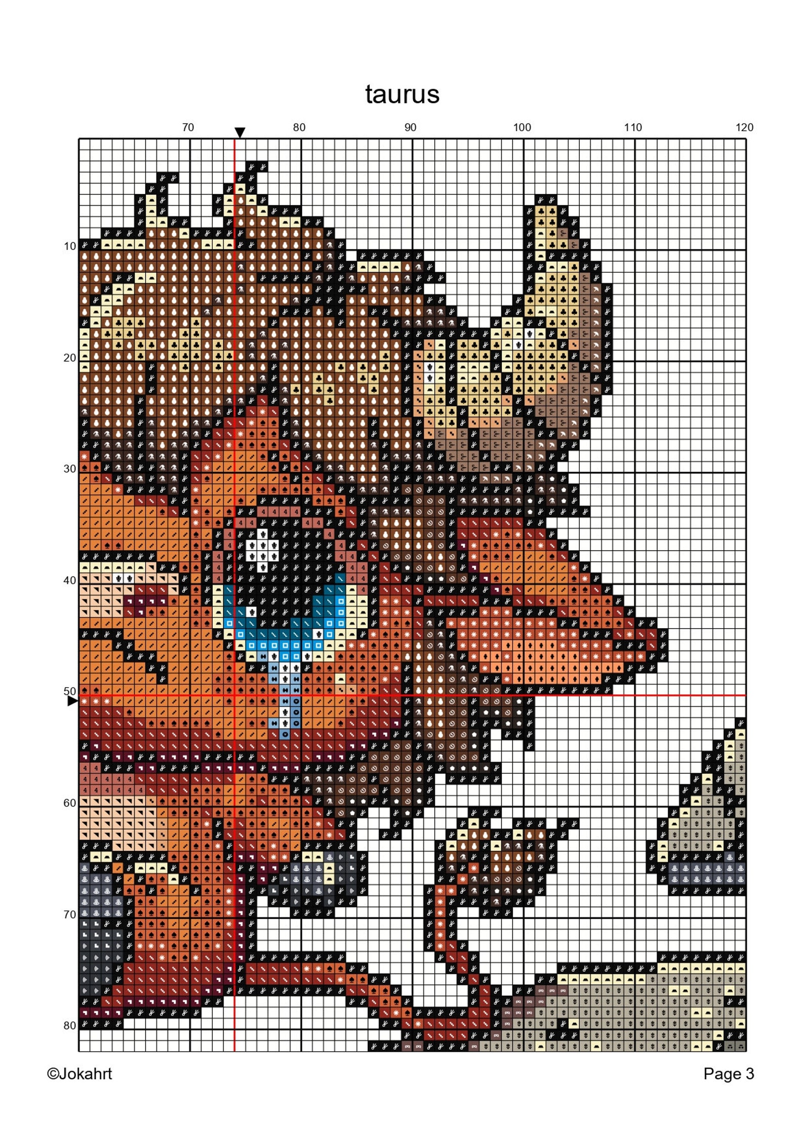 Taurus Cross Stitch Pattern, Bull Digital Cross Stitch PDF, Counted Cow ...