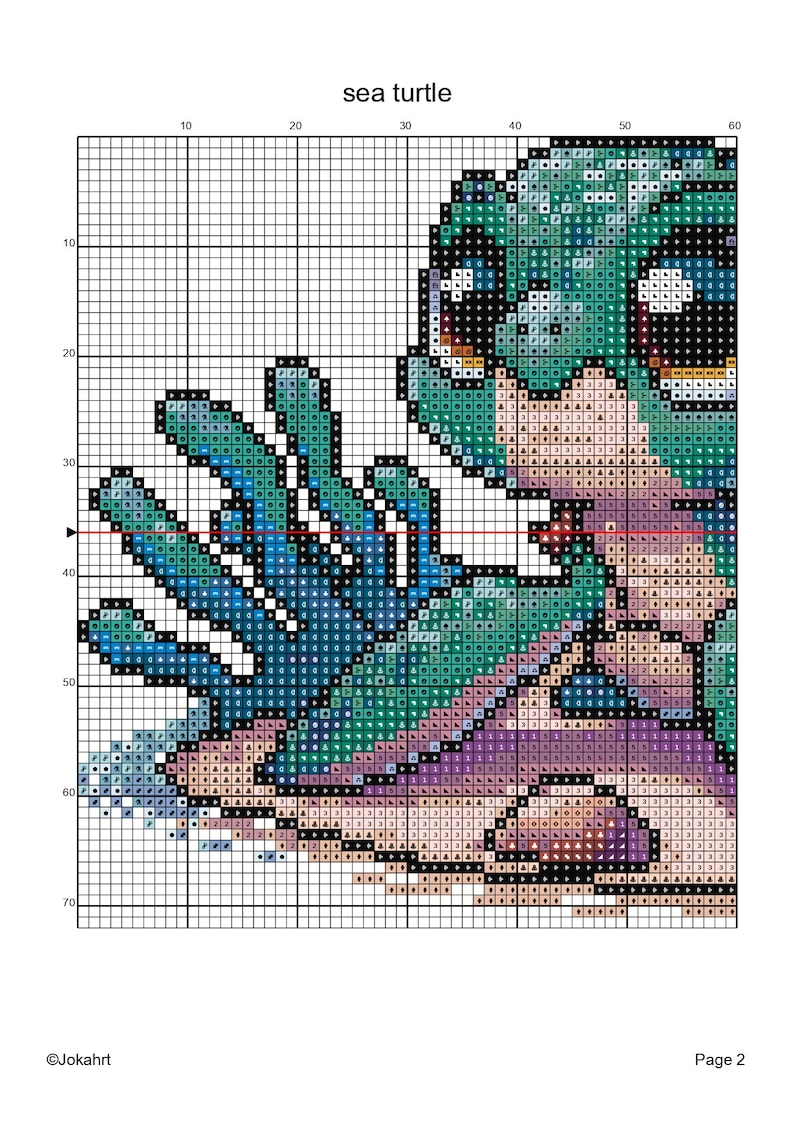 Sea Turtle Cross Stitch, Turtle Digital Cross Stitch Pattern, Turtle ...