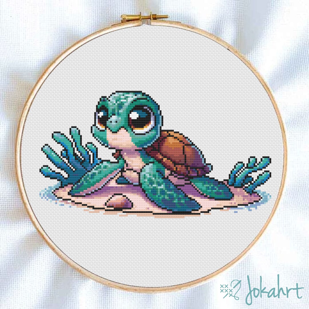 Sea Turtle Cross Stitch, Turtle Digital Cross Stitch Pattern, Turtle ...
