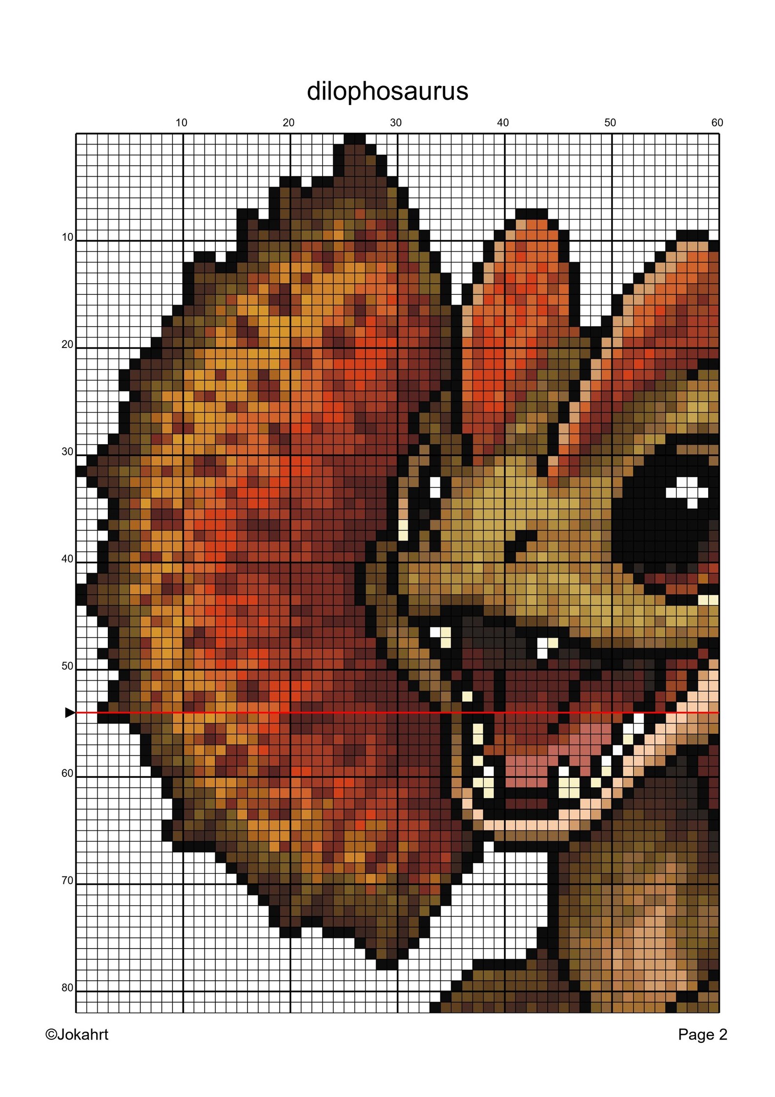 Dilophosaurus Cross Stitch Pattern PDF, Cute Dinosaur Embroidery Chart ...