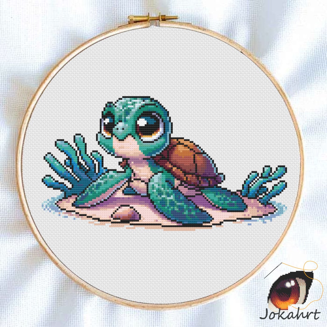 Sea Turtle Cross Stitch Pattern PDF, Ocean X Stitch Chart, Turtle ...