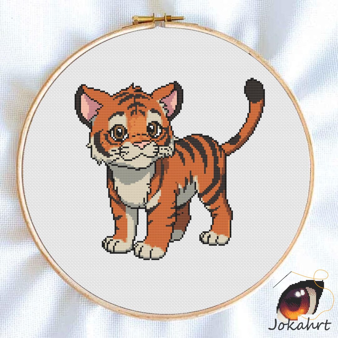 Tiger Cross Stitch Pattern PDF, Cute Baby Tiger Cub X Stitch Chart for ...