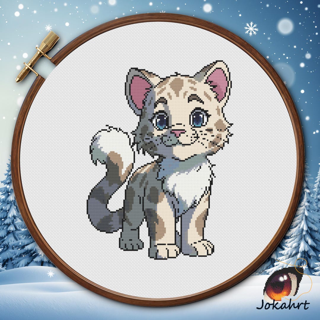 Snow Leopard Cross Stitch Chart: Wildlife Animal Design (PDF Pattern ...