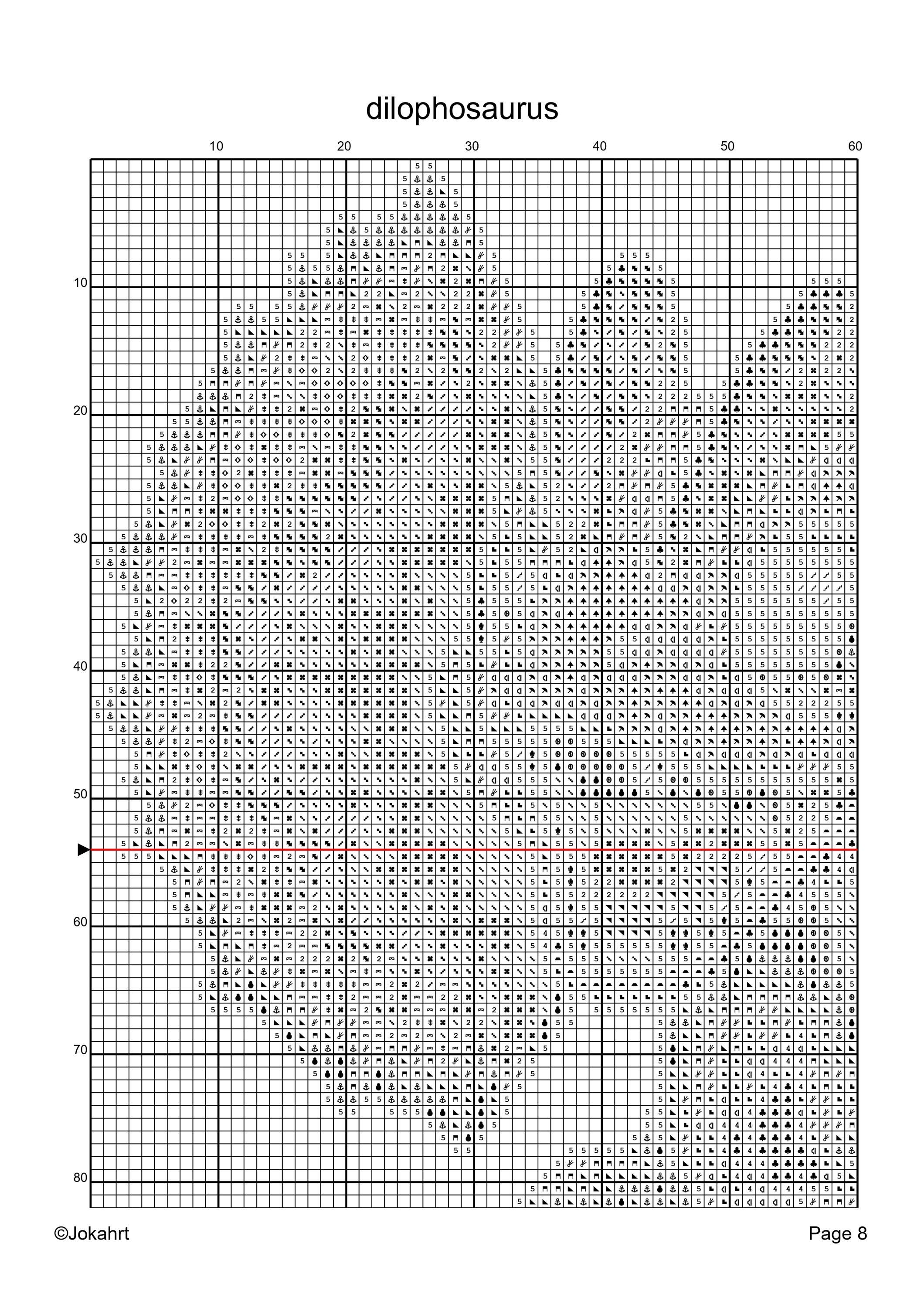 Dilophosaurus Cross Stitch Pattern PDF, Cute Dinosaur Embroidery Chart ...