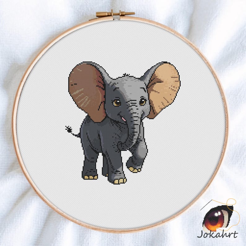 Elephant Cross Stitch Pattern PDF, Wildlife Animal Embroidery Chart ...