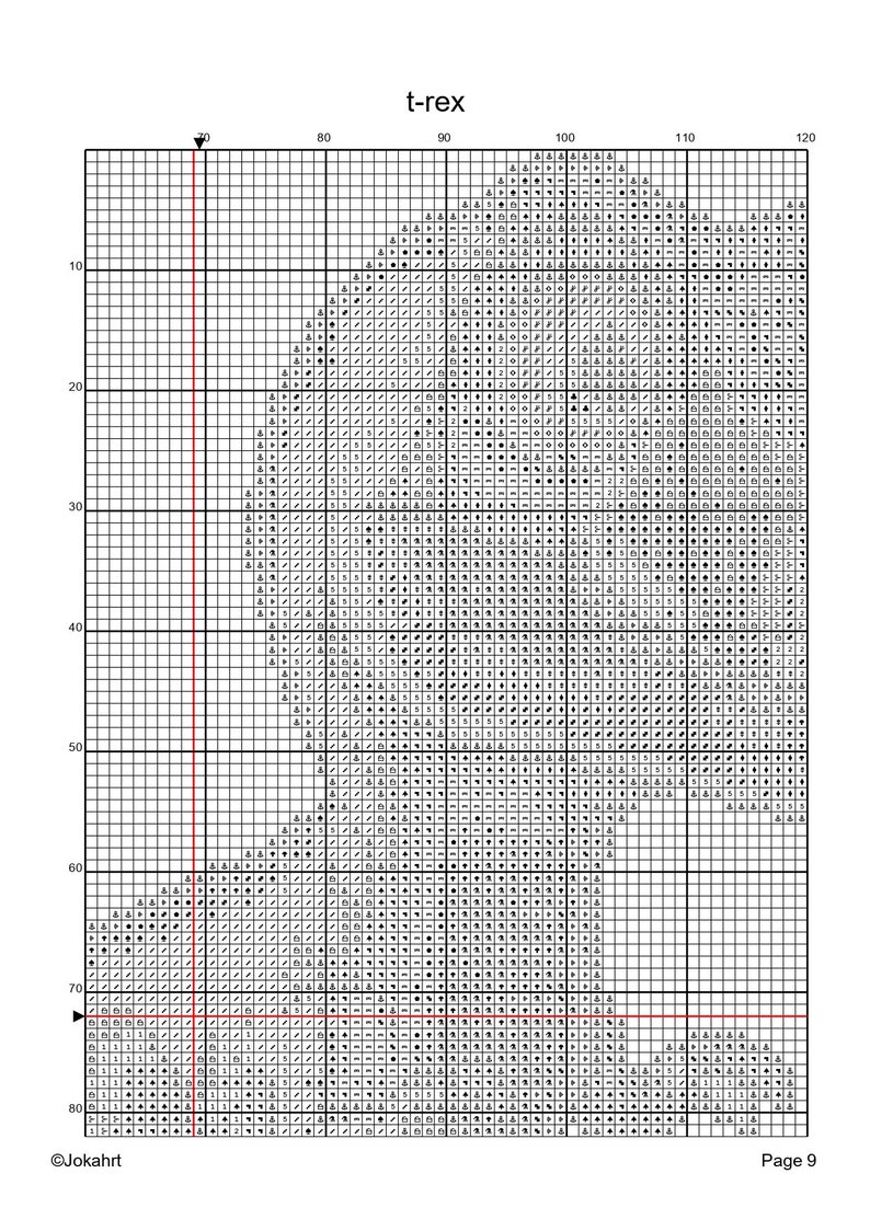 T-rex Cross Stitch Pattern PDF, Dinosaur Digital Cross Stitch, Jurassic ...