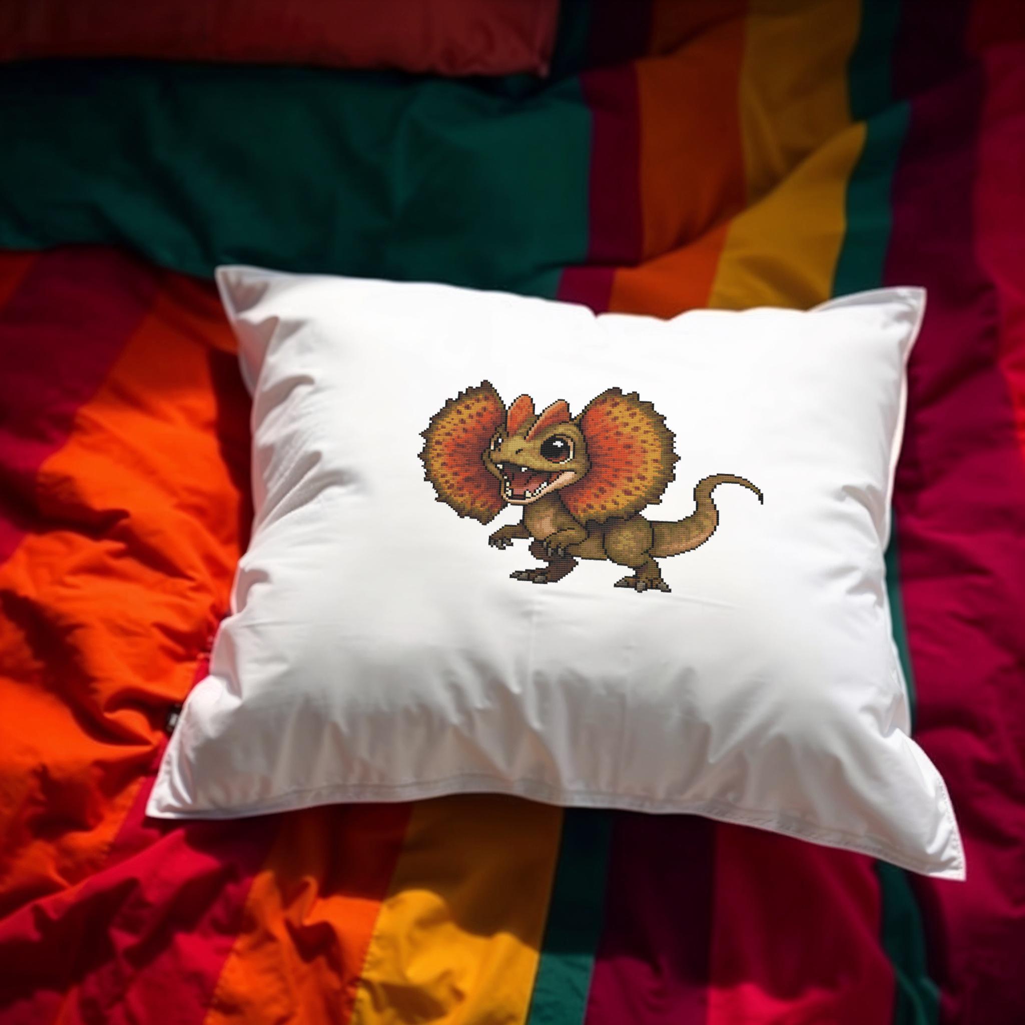 Dilophosaurus Cross Stitch Pattern PDF, Cute Dinosaur Embroidery Chart ...