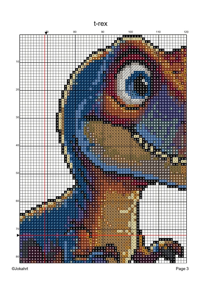 T-rex Cross Stitch Pattern PDF, Dinosaur Digital Cross Stitch, Jurassic ...