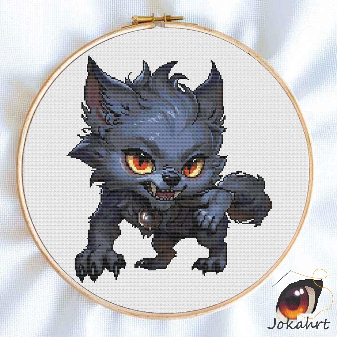 Wolf Cross Stitch Pattern PDF, Halloween Scary Werewolf Design, Digital ...