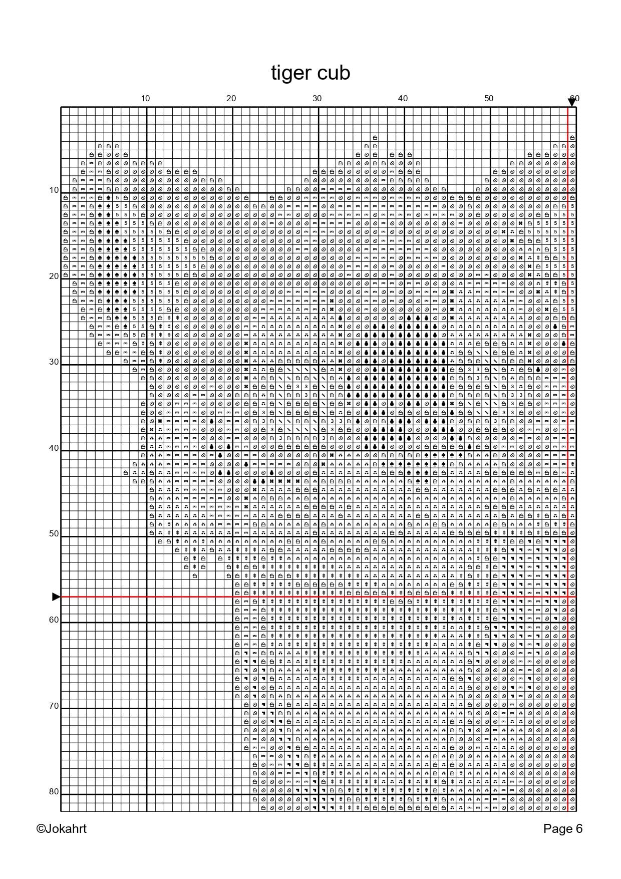 Tiger Cross Stitch Pattern PDF, Cute Baby Tiger Cub X Stitch Chart for ...