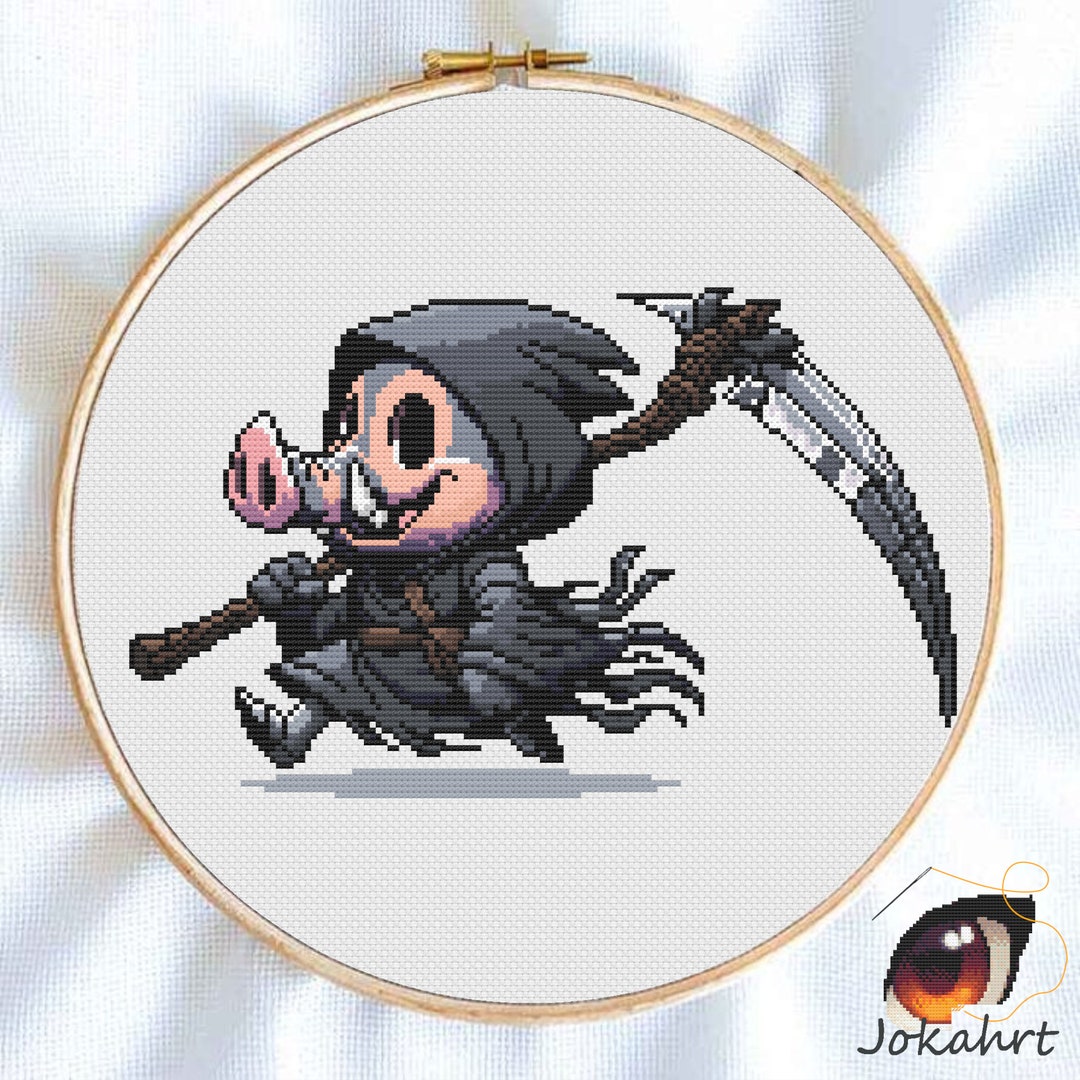 Grim Reaper Cross Stitch Pattern: Boar & Pig Design PDF, Digital Chart ...