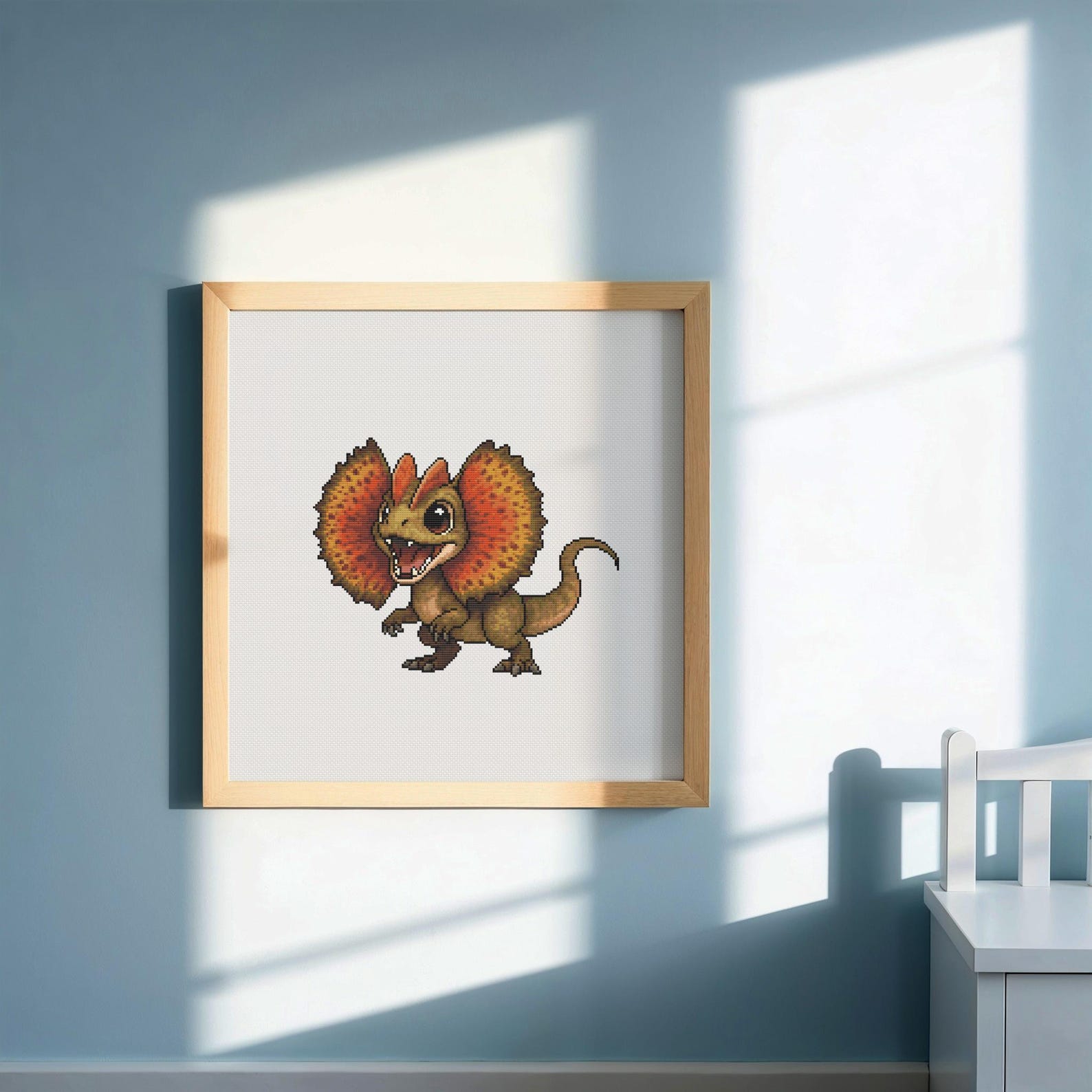 Dilophosaurus Cross Stitch Pattern PDF, Cute Dinosaur Embroidery Chart ...