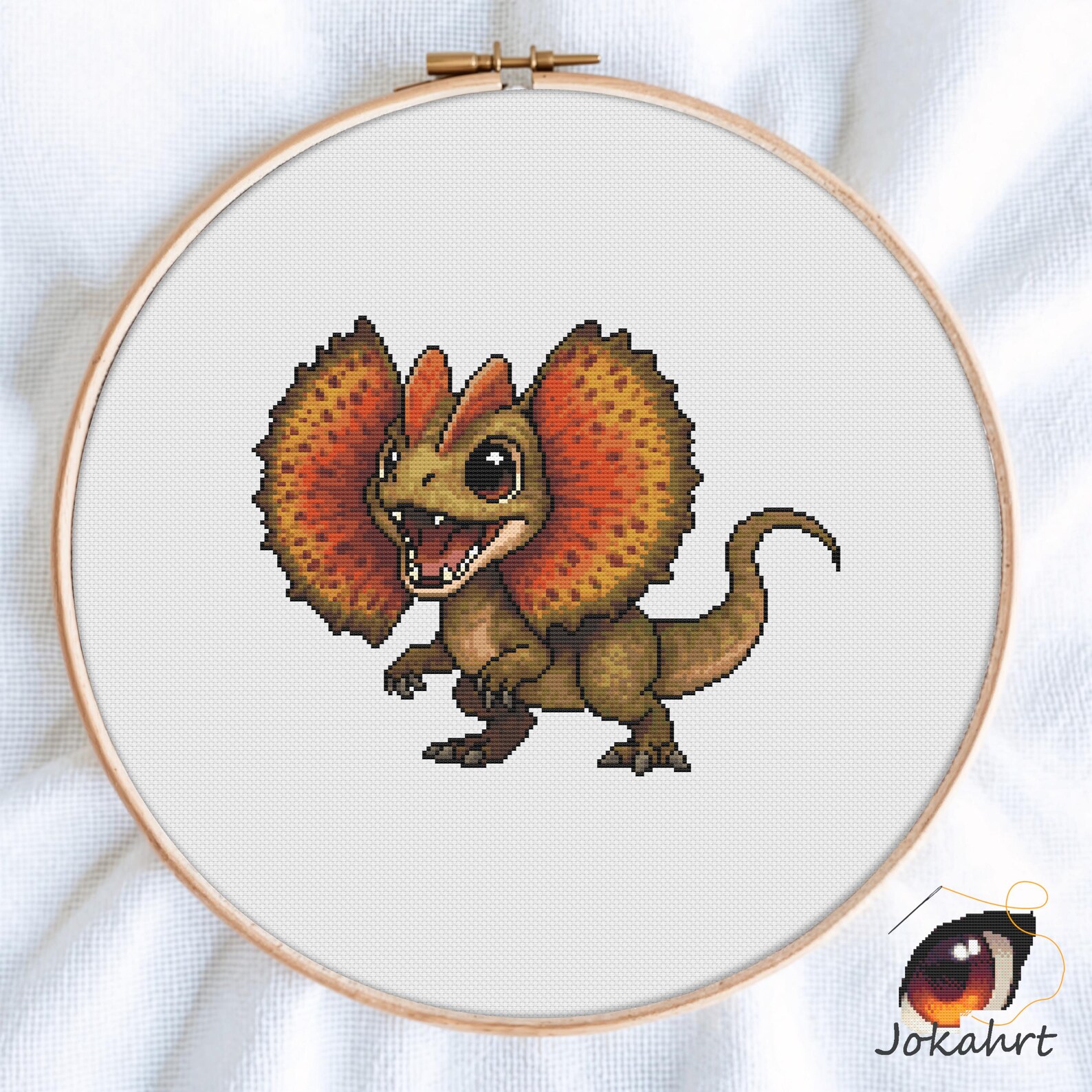 Dilophosaurus Cross Stitch Pattern PDF, Cute Dinosaur Embroidery Chart ...