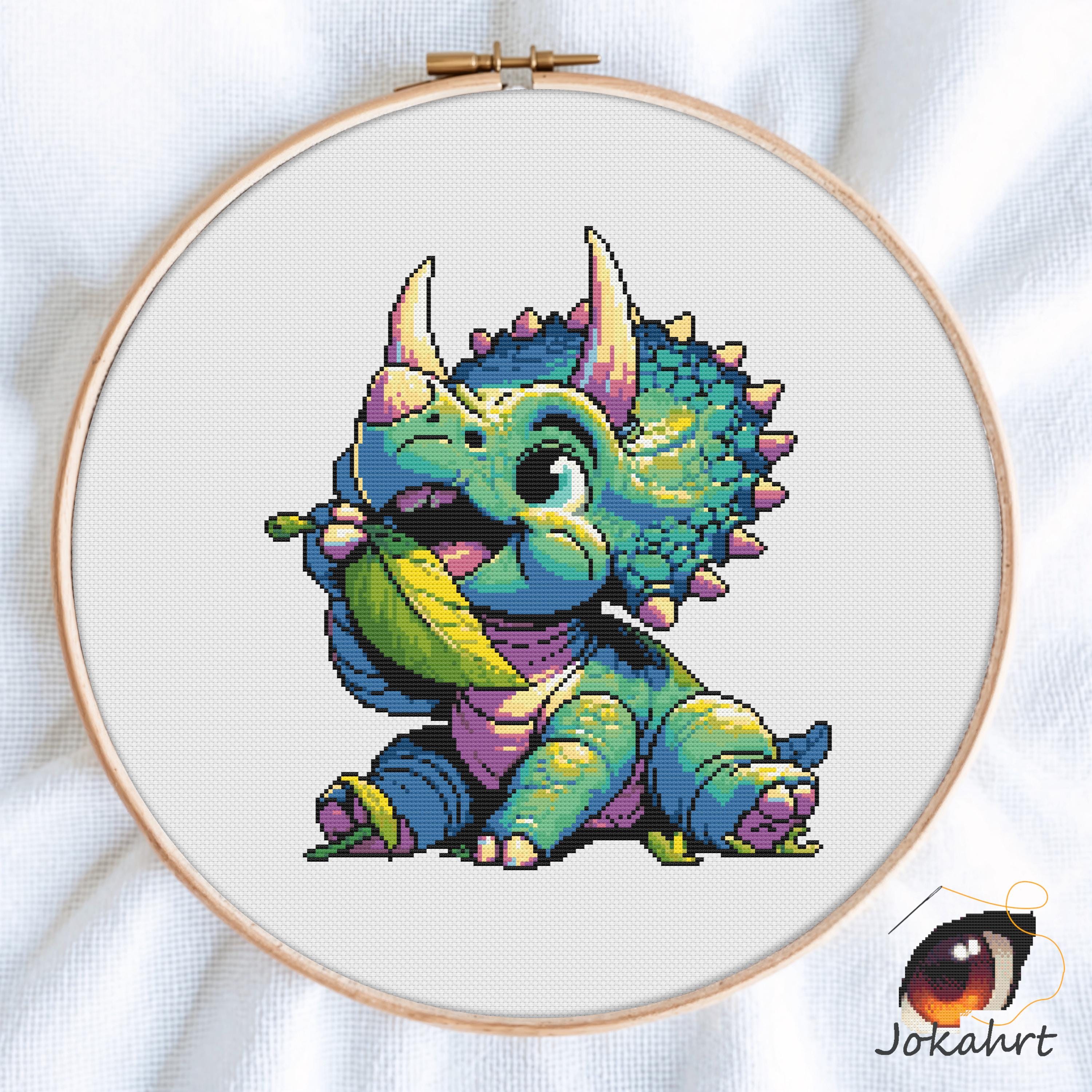 Dinosaur Cross Stitch Pattern Bundle - Triceratops, Velociraptor ...