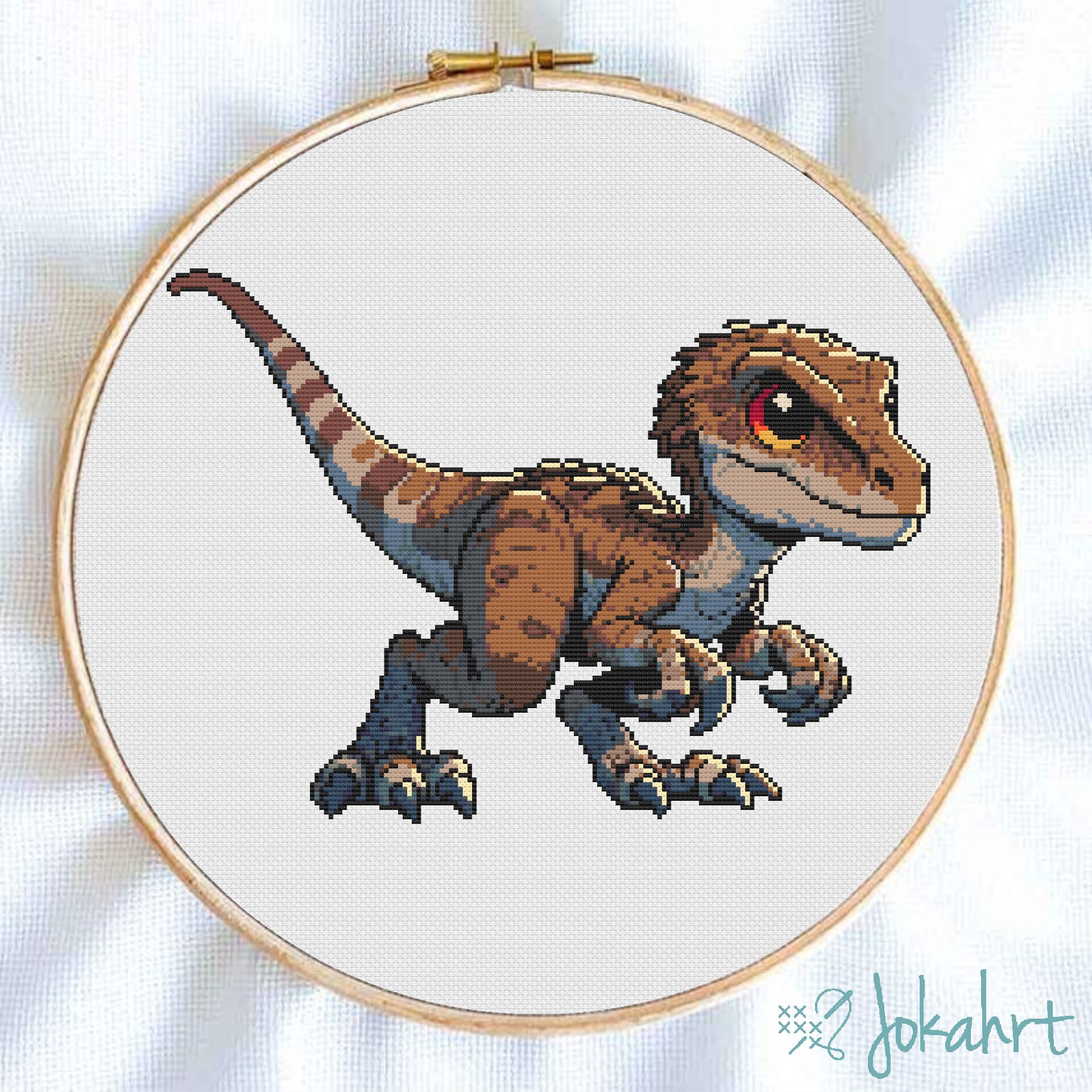 Velociraptor Cross Stitch Pattern, Dinosaur Digital Cross Stitch PDF ...