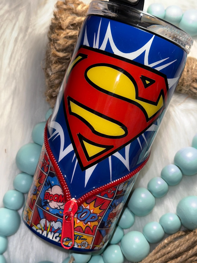 Superhero Comic 4-in-1 Can Cooler: 14oz Tumbler, Bottle Opener - Etsy