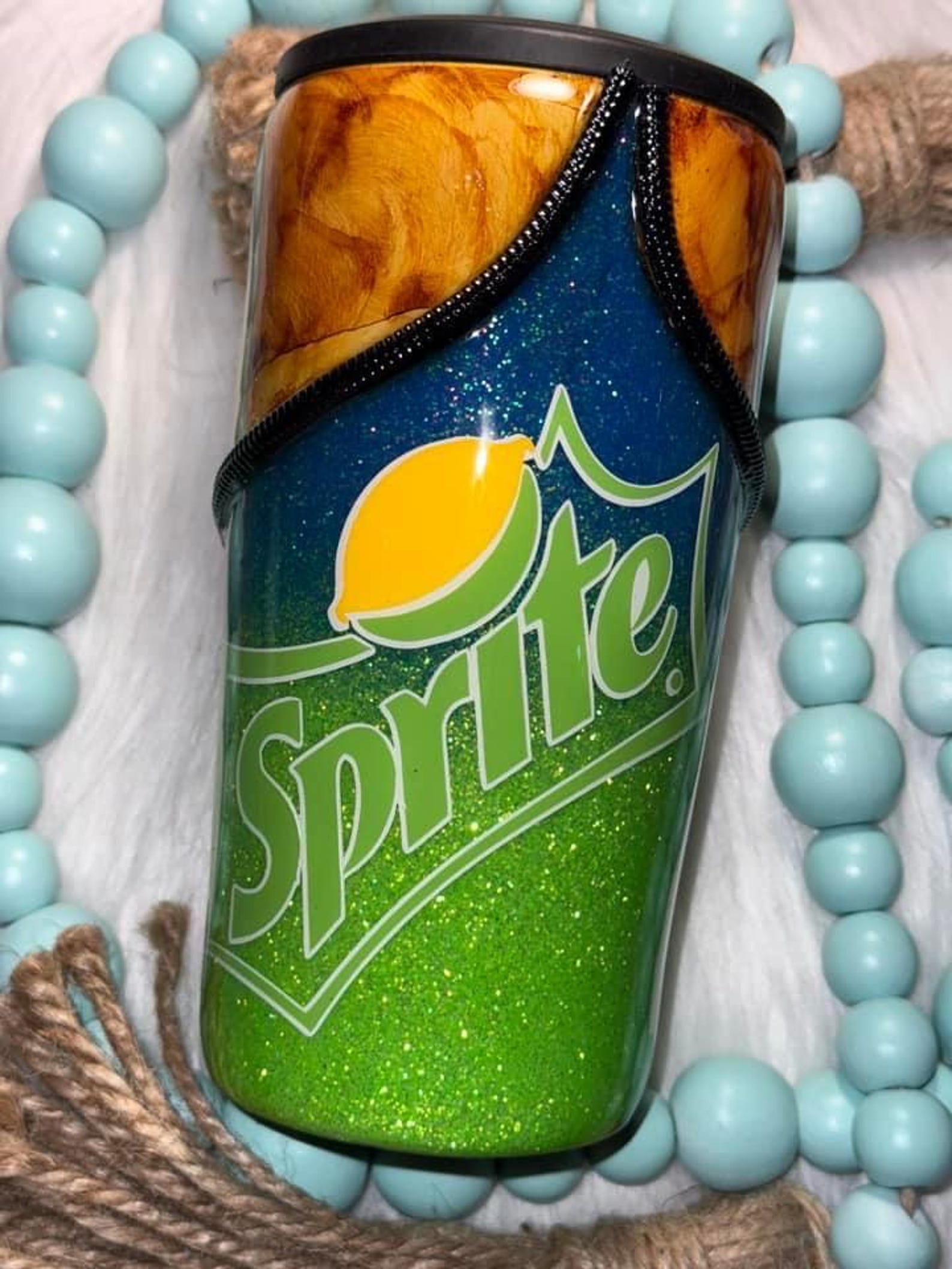 14 Oz 4-in-1 Hennessy & Sprite Glitter Tumbler – Faux Zipper Combo ...