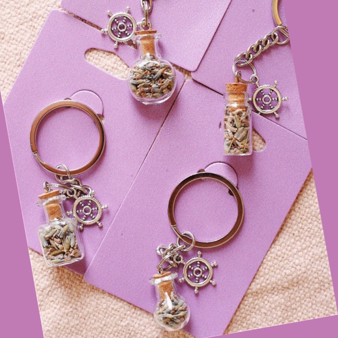 Lavender Keychain Sea Themed Anchor Pendant Rudder Herbal Charm Dried ...