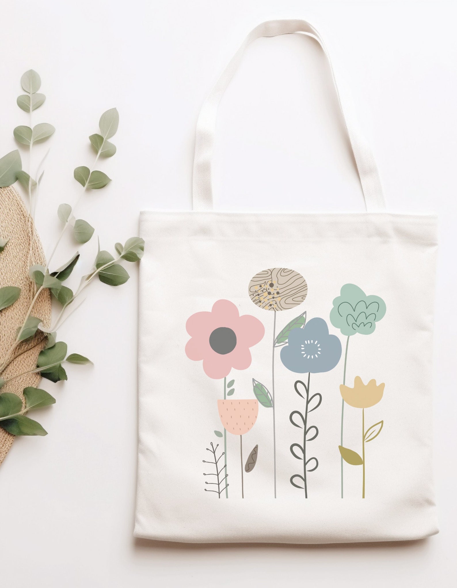 Wildflower Tote, Cottagecore Canvas Bag, Flower Tote Bag, Cotton Canvas ...
