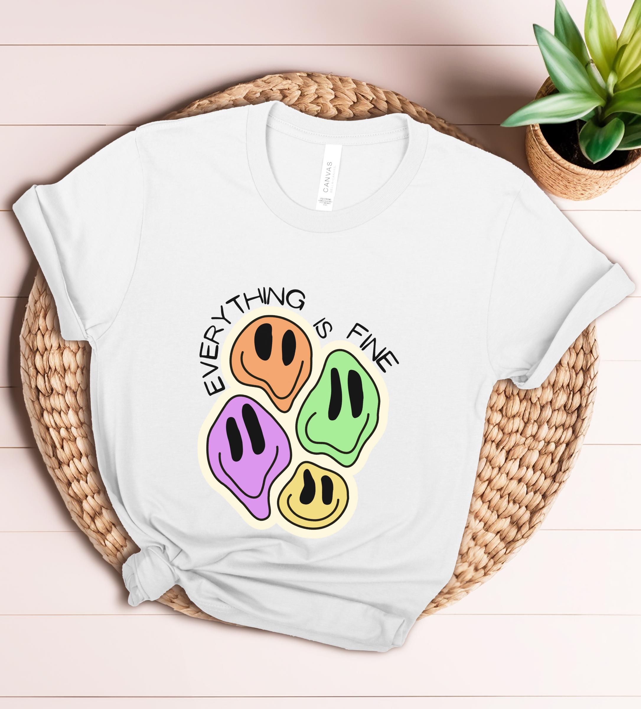 Everything is Fine Smiley Face Shirt - Gen Z Mental Health Tee - Etsy