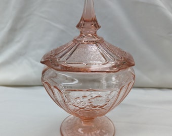 Anchor Hocking Pink Depression Glass Princess Pattern Candy Dish ...