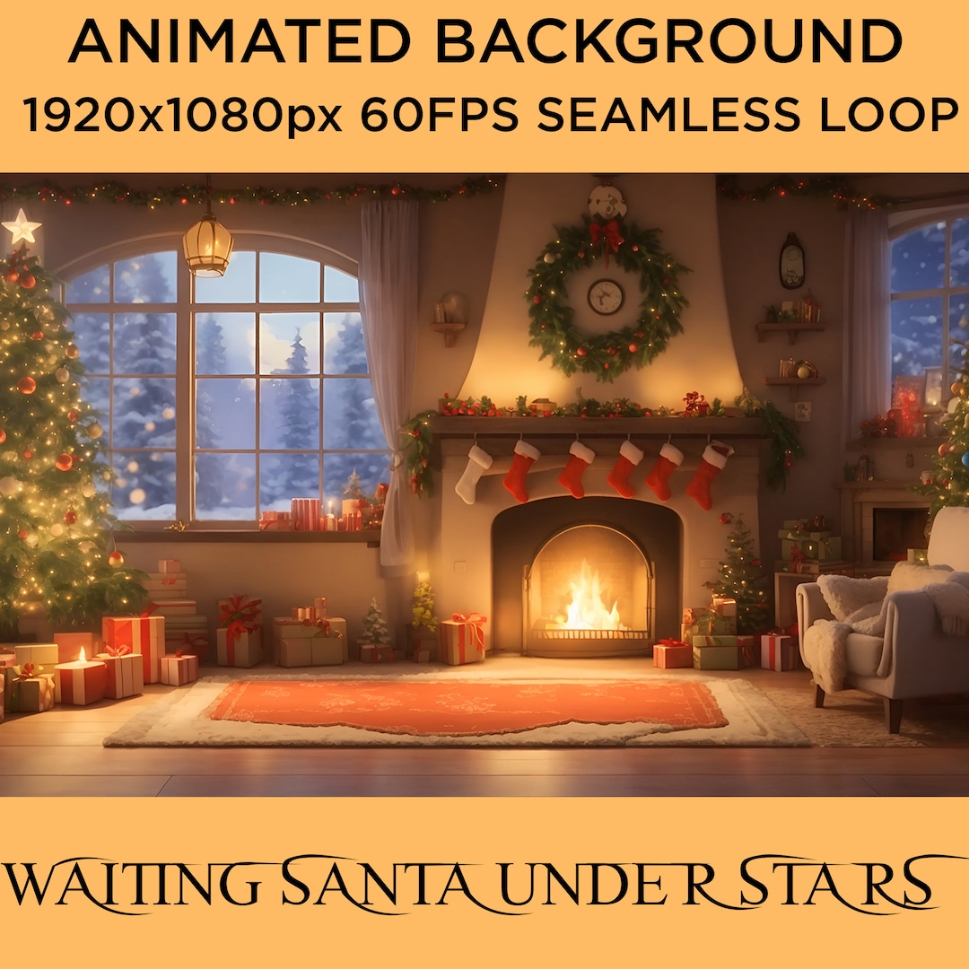 Vtuber Background Animated Waiting Santa Under Stars - Etsy