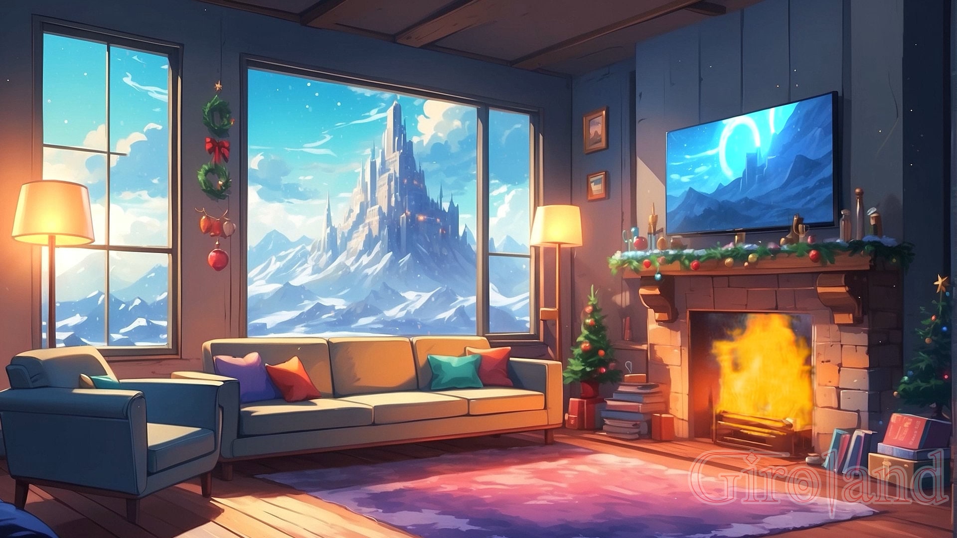 Vtuber Background Animated Waiting Santa Under Stars Looped Vtuber ...