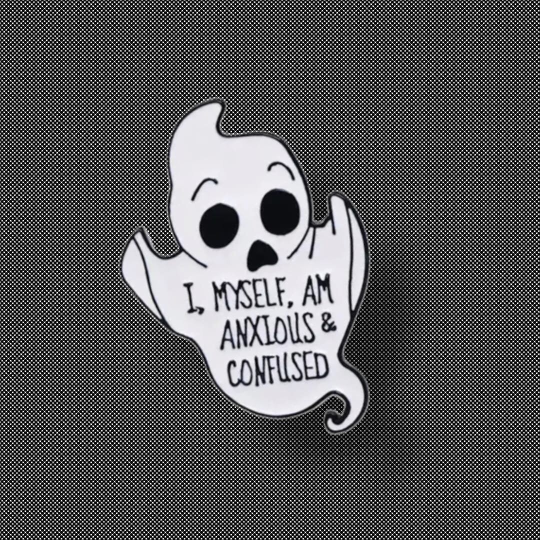 Ghost Anxious Confused Spooky Halloween Style Enamel Pins - Etsy