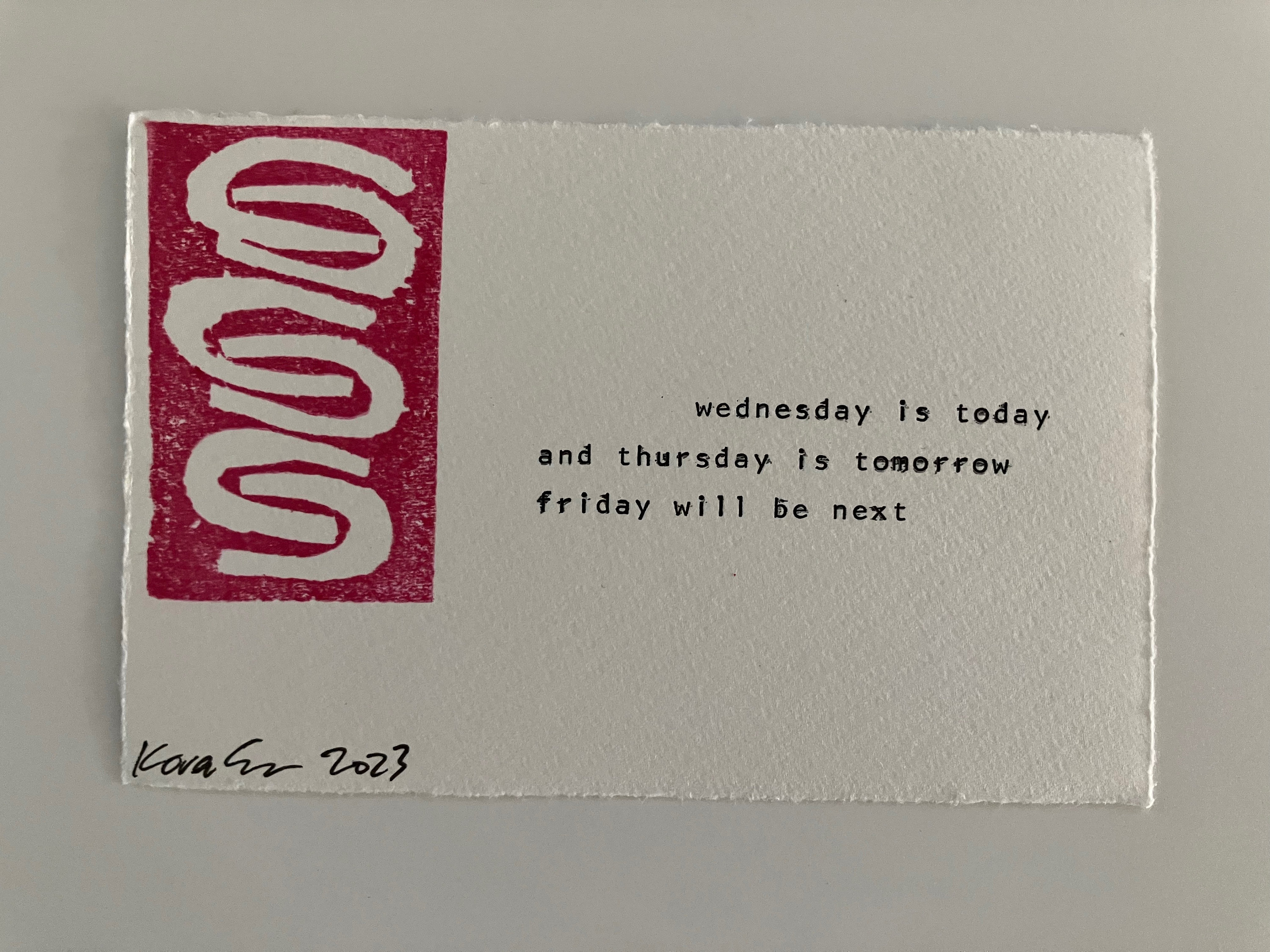 Today is Wednesday - Limited Edition, Haiku Card - Etsy