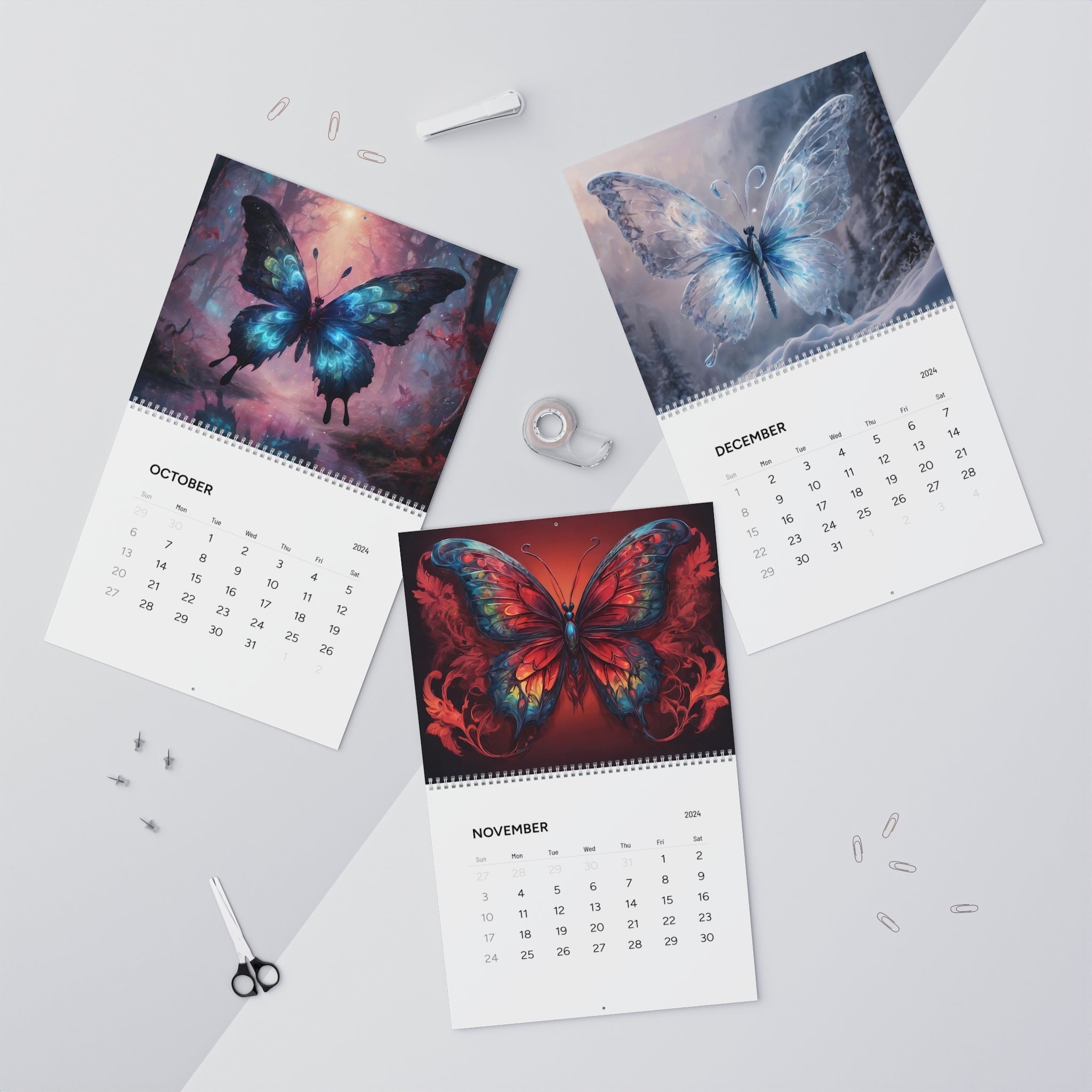 Butterflies Art Wall Calendars 2024 ethereal - Etsy