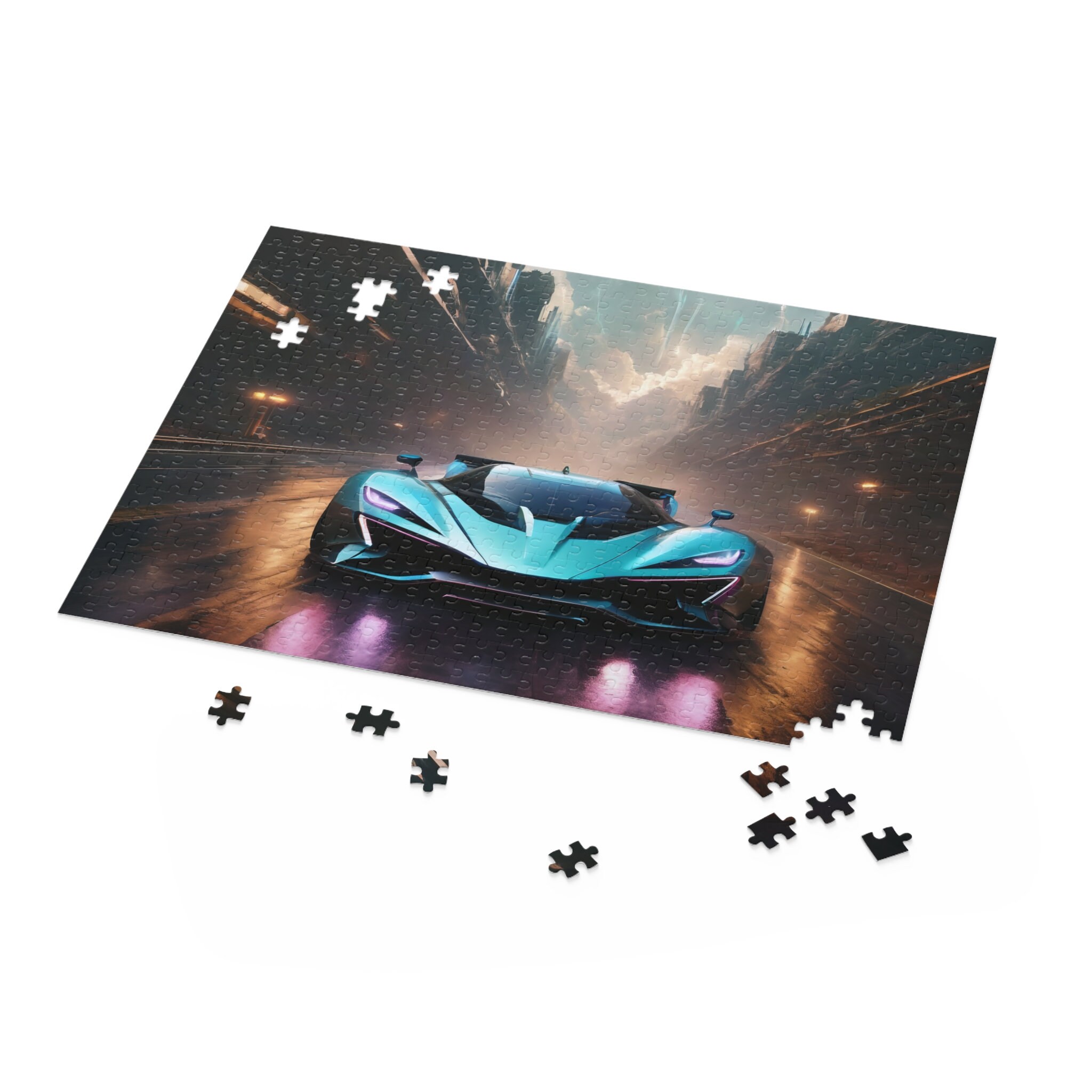 Blue Lightning Street Art Puzzle Racing Car Sports Racing Puzzle ...