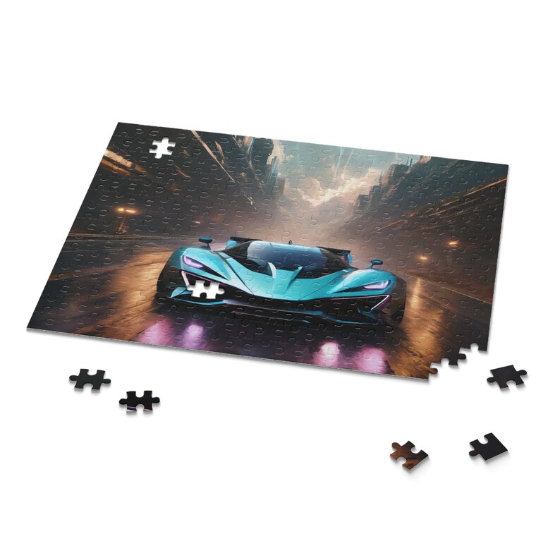Blue Lightning Street Art Puzzle Racing Car Sports Racing Puzzle ...