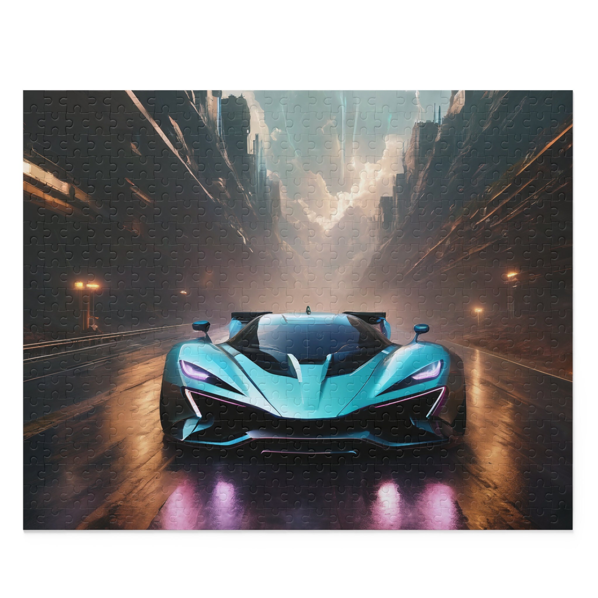 Blue Lightning Street Art Puzzle Racing Car Sports Racing Puzzle ...