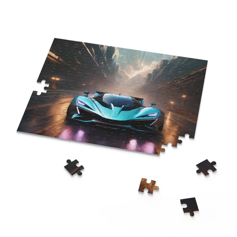 Blue Lightning Street Art Puzzle Racing Car Sports Racing Puzzle ...