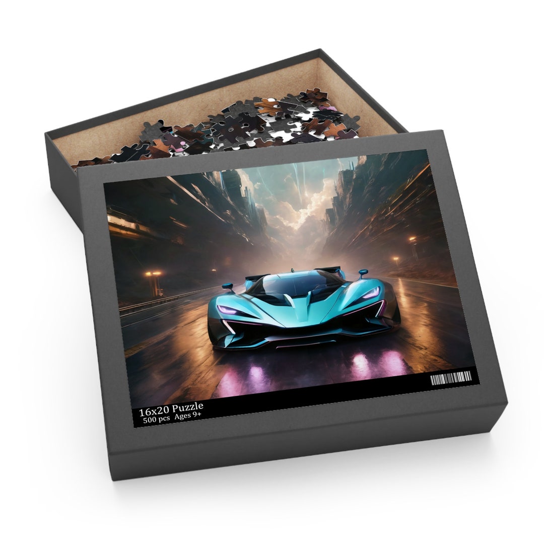 Blue Lightning Street Art Puzzle Racing Car Sports Racing Puzzle ...