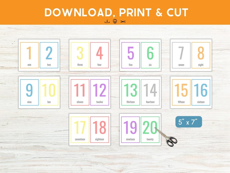 Numbers Cards 1-20 Numbers Flashcards Learn to Count - Etsy