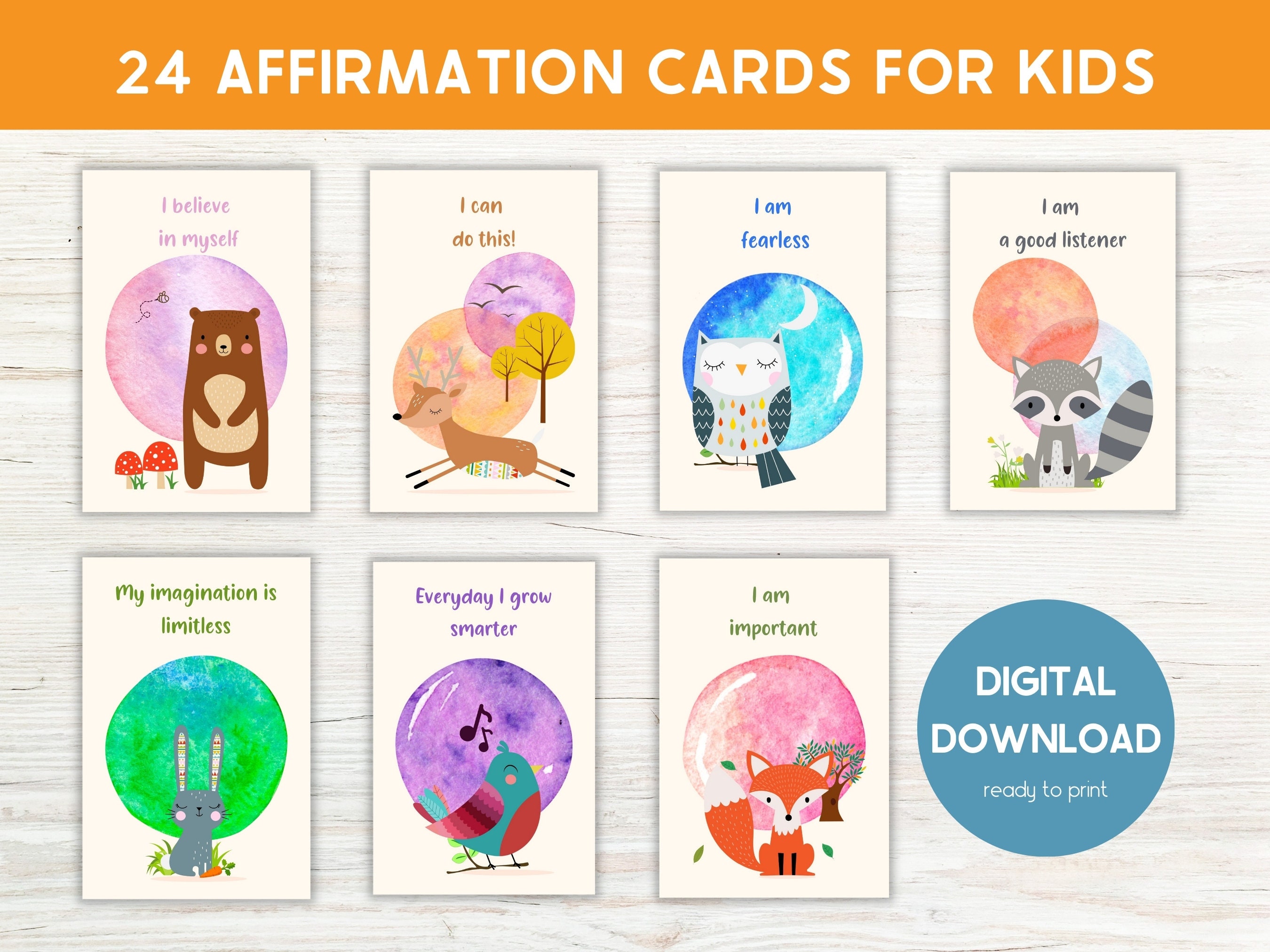 Printable Affirmation Cards for Kids Motivational Cards - Etsy